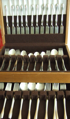 54 Pc SET HAMPTON SILVERSMITHS CONTEMPORARY STAINLESS FLATWARE HSV005 Substantia | eBay