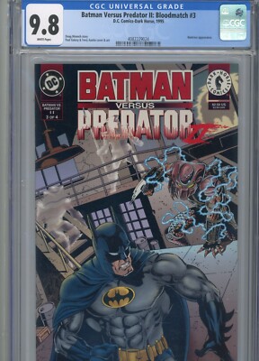 BATMAN VERSUS PREDATOR 2 BLOODMATCH #3 MT 9.8 CGC WHITE PAGES GULACY ...
