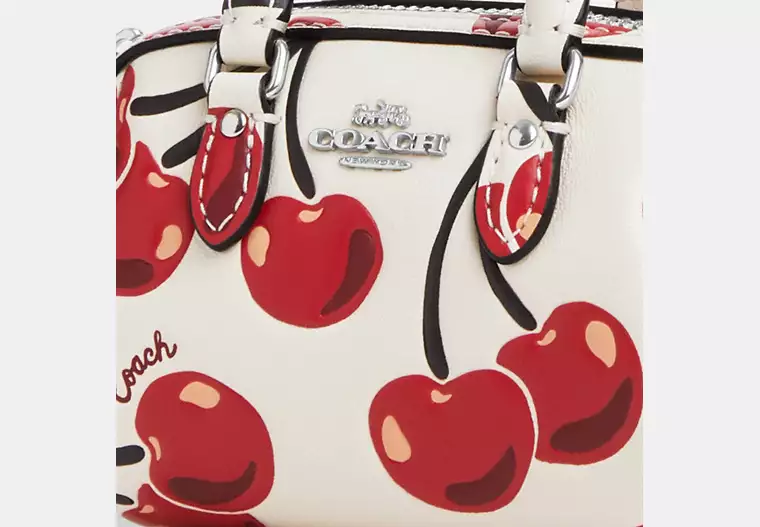 Coach Rowan MINI Rowan Bag Charm Cherry Print Silver/Chalk Multi NWT | eBay