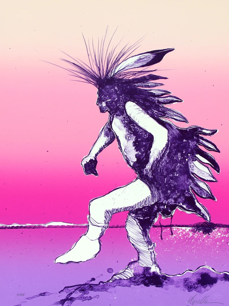 Western Artist Len Agrella "Attitude Dancing" Original Stone Lithograph ...