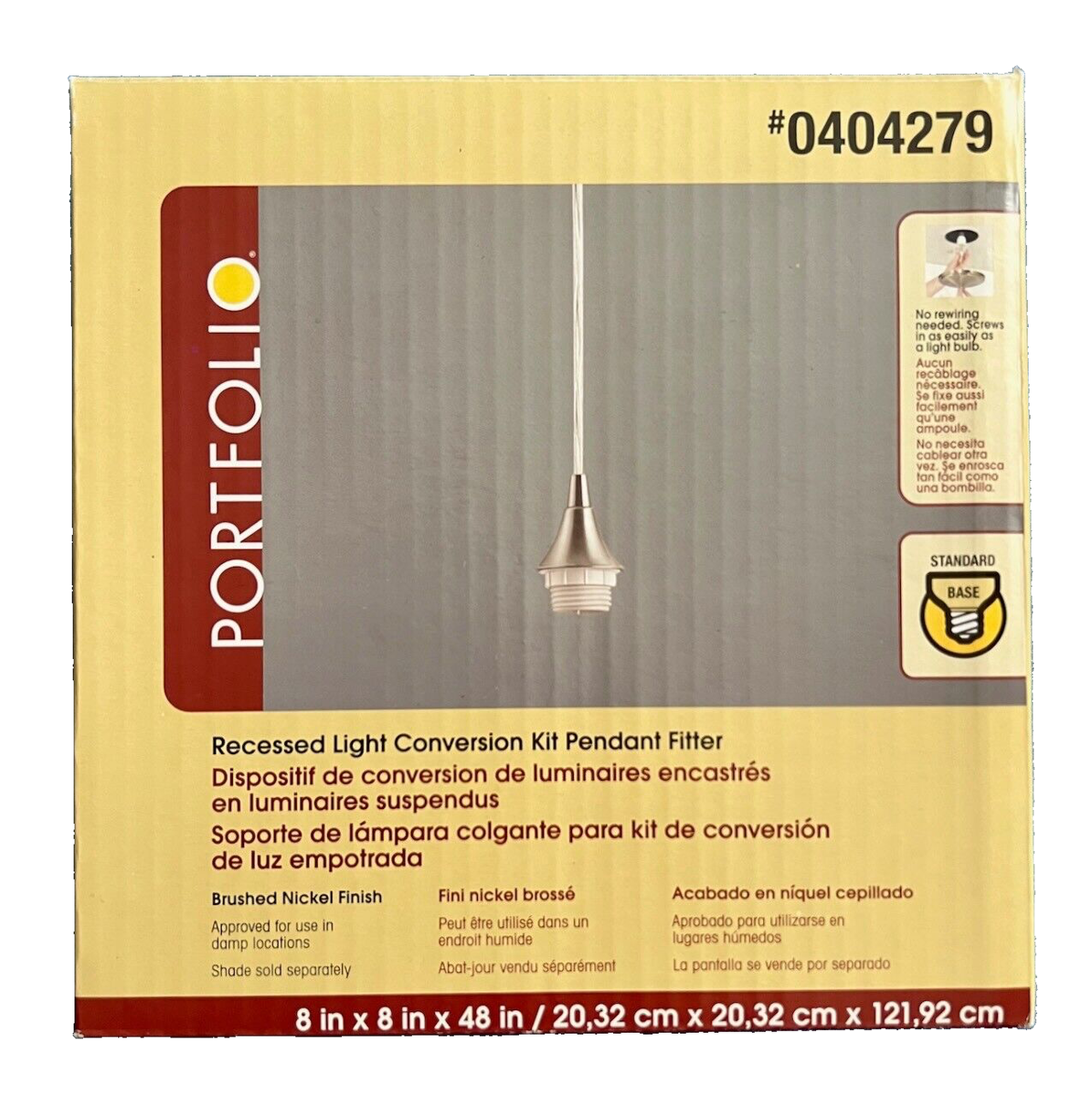 Nickel Recessed Light Conversion Pendant 1 Light Pendant In Matt