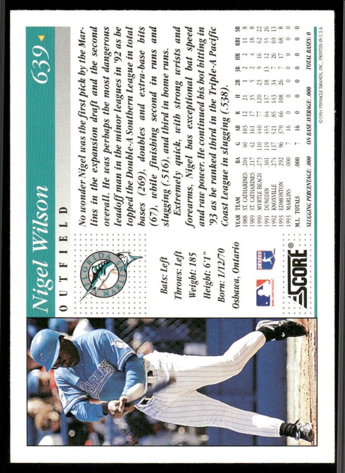 1994 Score #639 Nigel Wilson | eBay