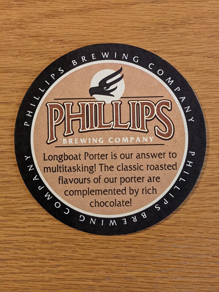 Phillips Brewing Company Longboat Porter Beer Coaster Victoria BC ...