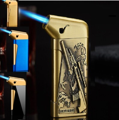 Free Name engrave Gas Lighter Christmas JET BLUE FLAME LIGHTER #202 ...