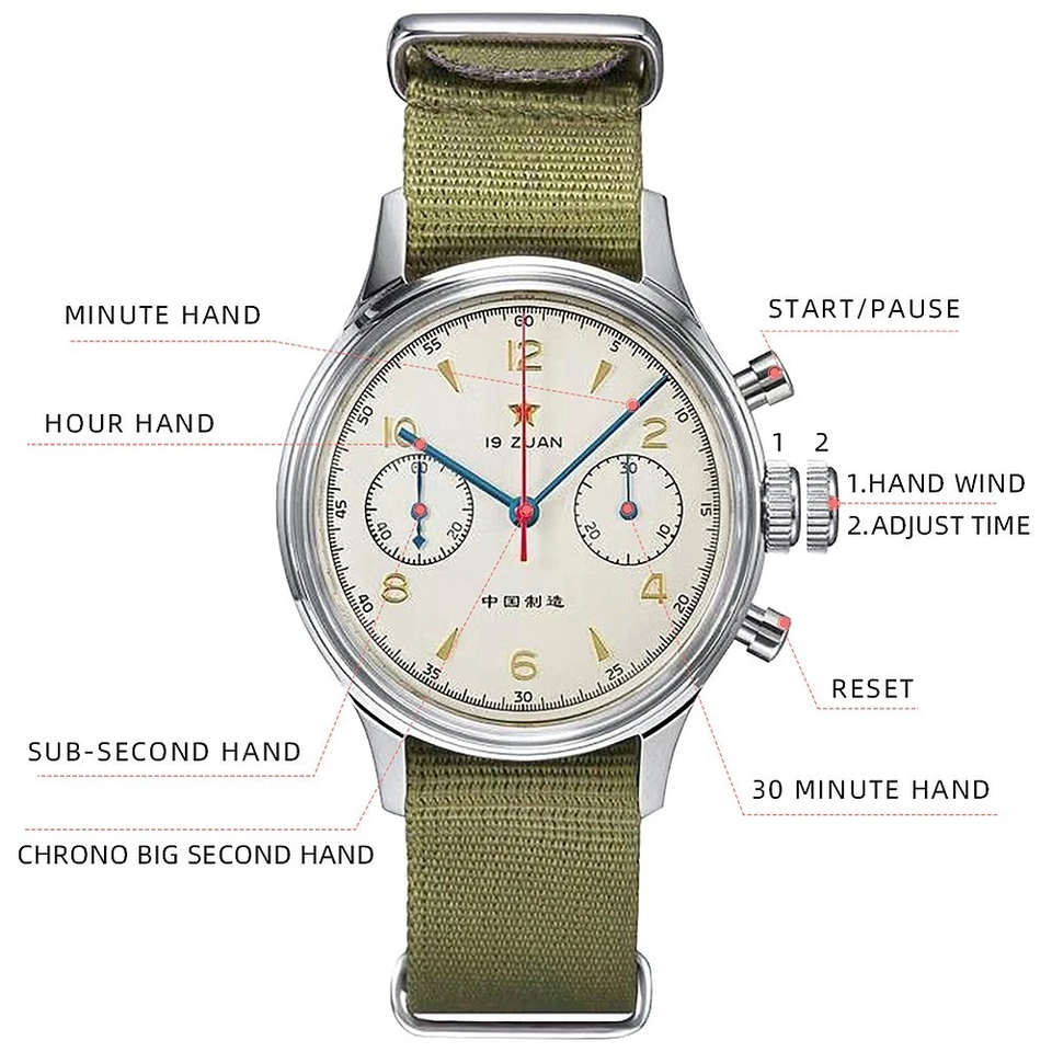 SEAGULL 1963 40mm Swan Neck Sapphire Glass Chronograph Mechanical ...