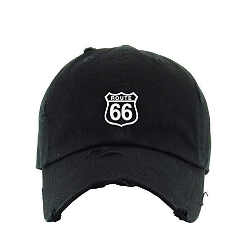 Route 66 Vintage Baseball Cap Embroidered Cotton Adjustable Distressed ...