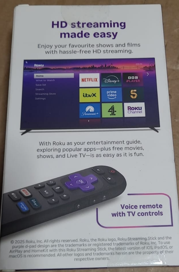 Roku® Streaming Stick™ 2025 – HD Roku Streaming Device for TV with ...