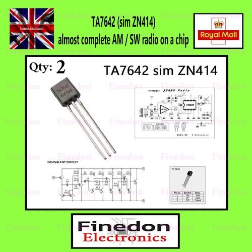 2Pcs TA7642 MW LW IF Single Tuned TRF AM Radio Chip with AGC, TO92 IC ...