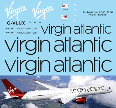 1/144 Decals for Virgin Airlines Livery Airbus A350 1000 TB Decal ...