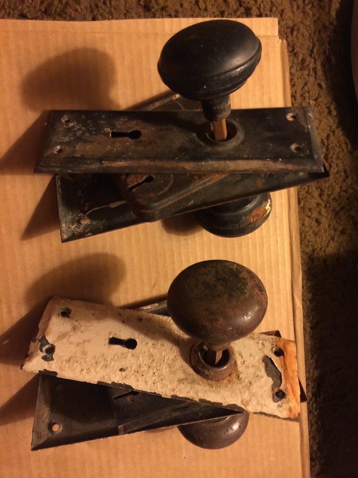 Vintage Antique Old Door Lockset Knob Plate Lock | eBay