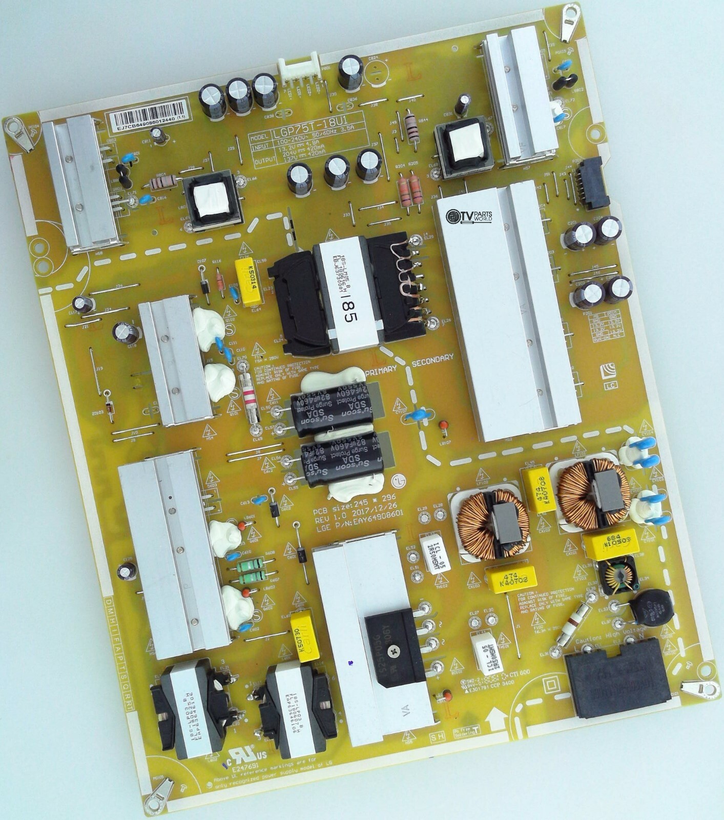 LG 75UM6970PUB TV Power Board EAY64908601 LGP75T-18U1,EK6TB649086018826 ...