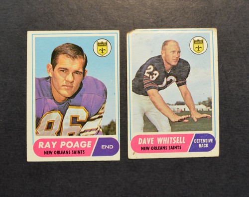 1968 Topps Football New Orleans Saints #30 Ray Poage #82 Dave Whitsell ...
