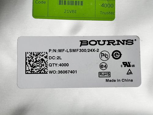 Bourns MF-LSMF300/24X-2 Polymeric PTC Resettable Fuse 24V 3A (Reel Qty ...