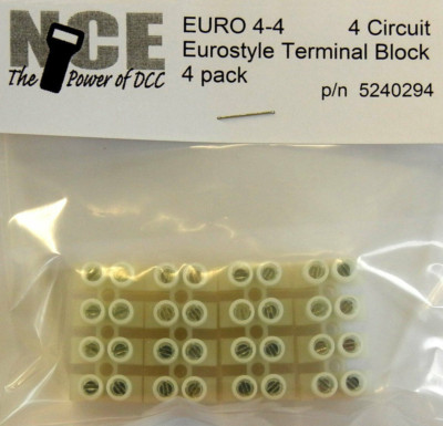 NCE ~ New 2024 ~ Euro4-4 ~ 4 Circuit ~ Eurostyle Terminal Block Strip ...