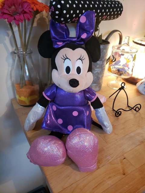 2013 TY Disney Sparkle Minnie Mouse Plush / Stuffed Animal Purple Dress ...