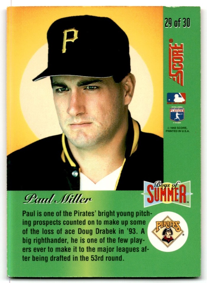 1993 Score Boys of Summer Paul Miller Pittsburgh Pirates #29 | eBay