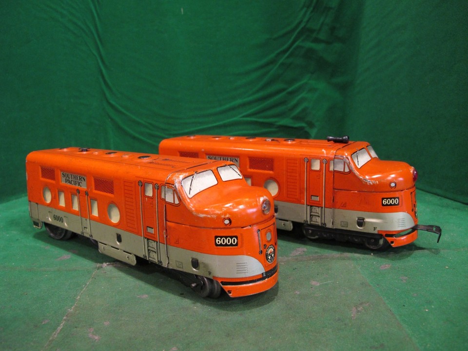 Pair Of MARX LINES Southern Pacific 6000 Tin Litho Train Engines Pre ...