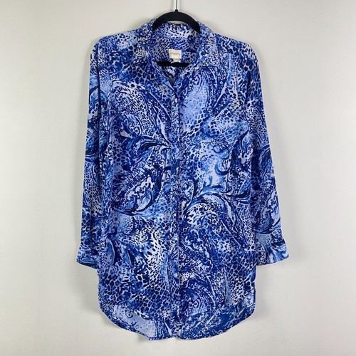 Chicos Dynamic Mix Misti Top Tunic 0 US Small Embellished Neckline Hi ...
