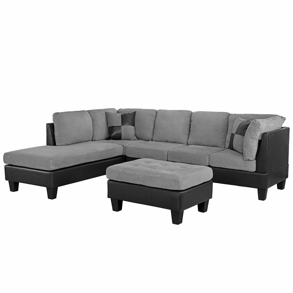 Black Microfiber Sectional Sofa