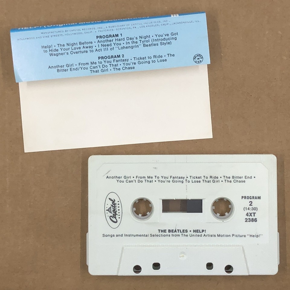THE BEATLES Cassette Tape 60s Rock Pop HELP! TICKET TO RIDE HIDE YOUR ...