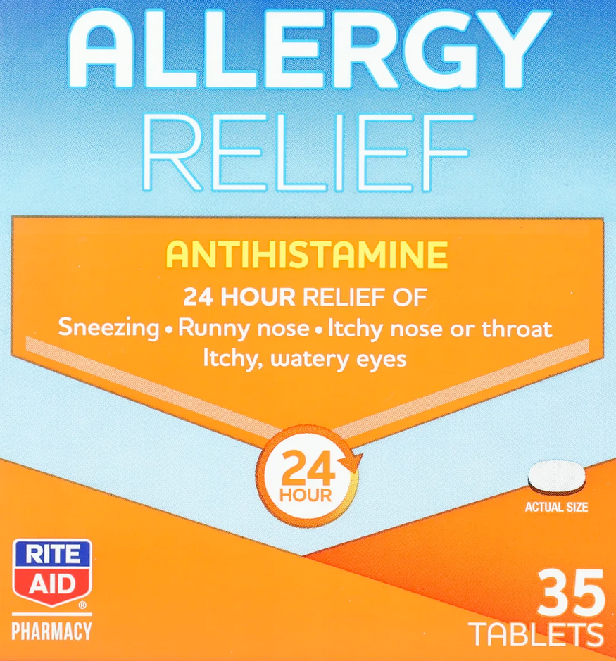 35 Tablets Rite Aid 24 hours OTC Allergy Relief Antihistamine Exp 10/ ...