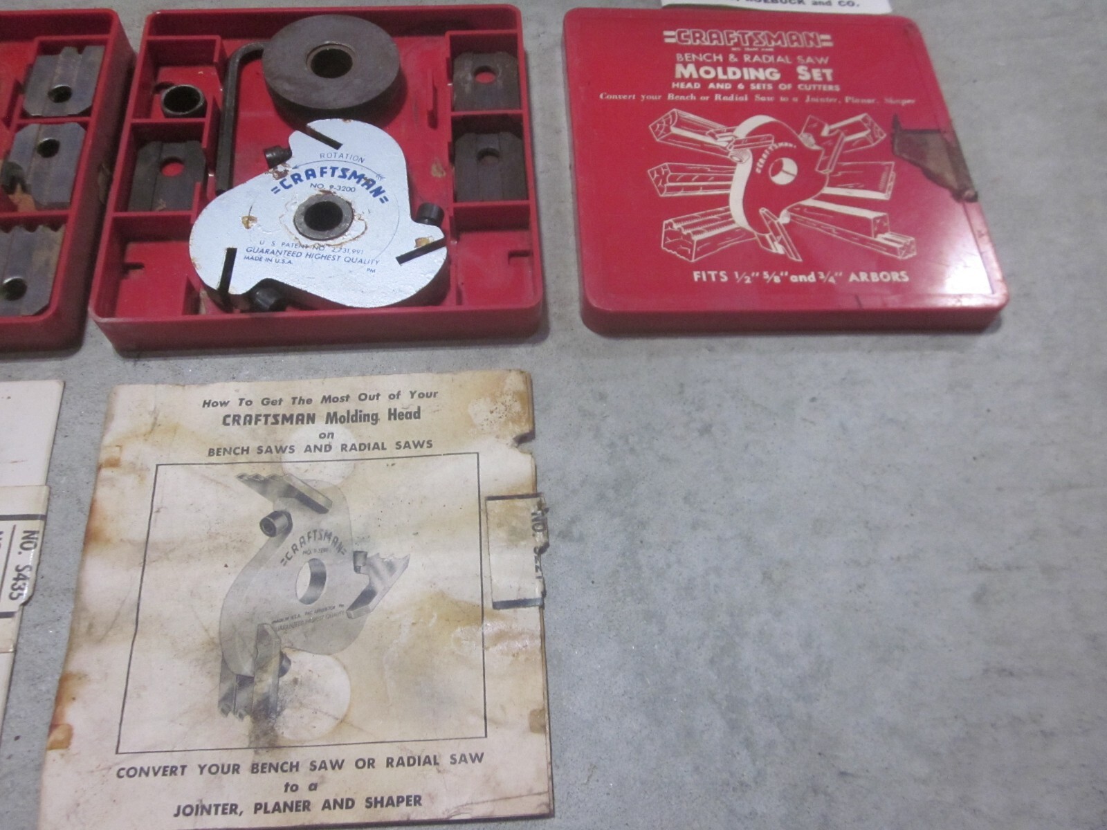 Vtg Craftsman Table Saw Molding Head Cutter Set x2 & Dado Nice ...