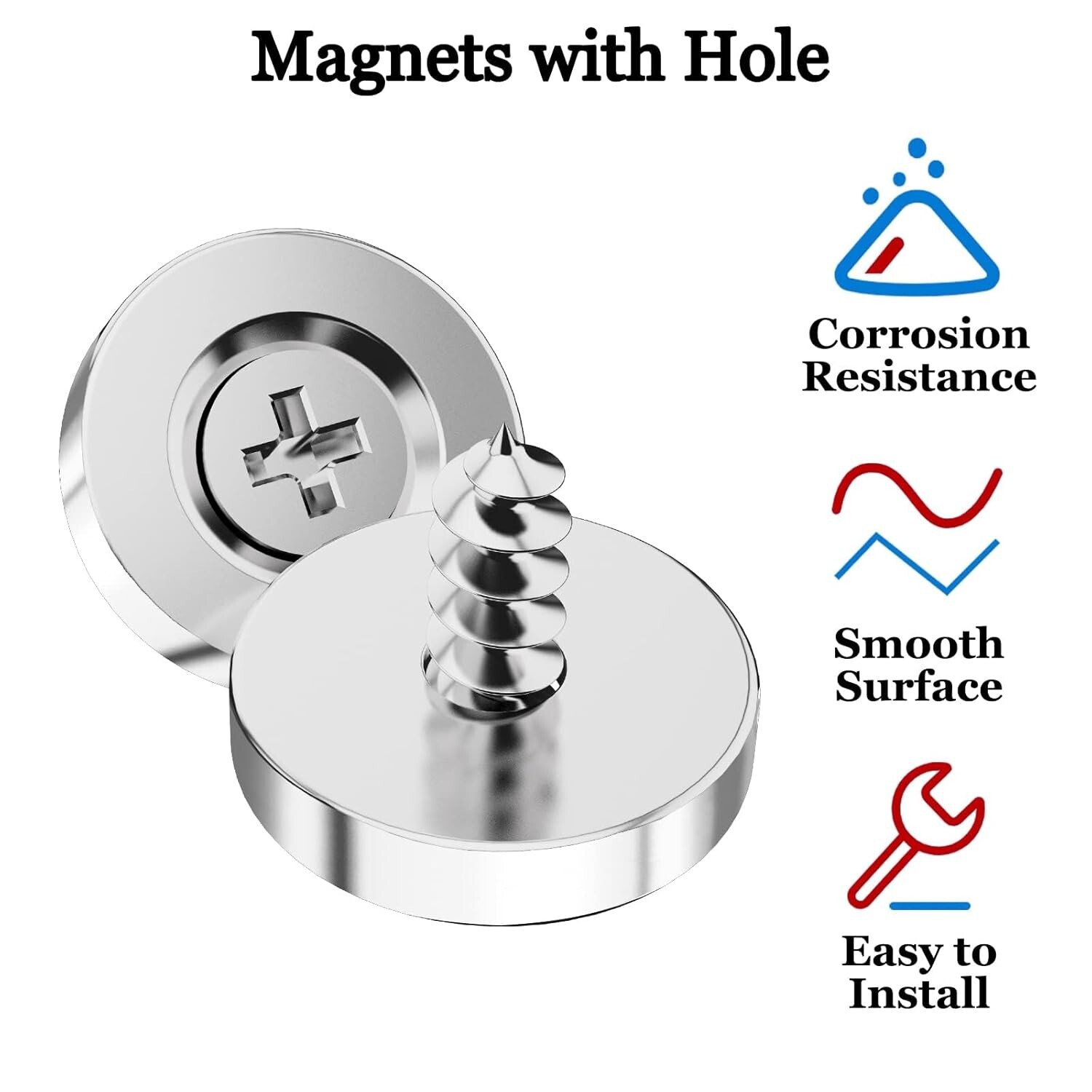 Wukong Magnets Strong 4 Piece 30x5 mm Magnets with Hole Sink Head Pot ...