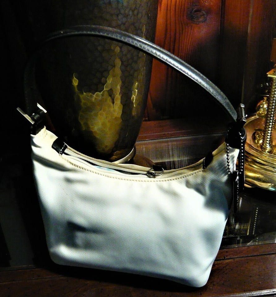 COACH Bag / purse .Genuine 7428 White Twill and Black. | eBay