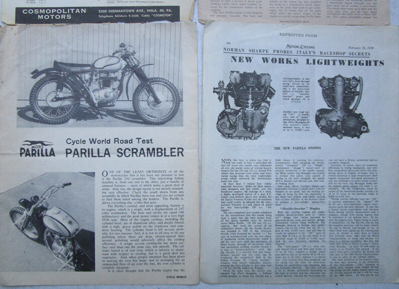 VINTAGE PARILLA MOTORCYCLE BROCHURES 250 ROAD RACER SCRAMBLER RACE SHOP ...