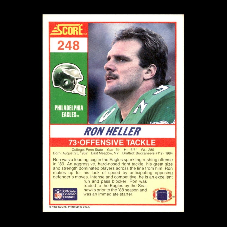 Ron Heller 1990 Score Philadelphia Eagles #248 Set Break GM | eBay