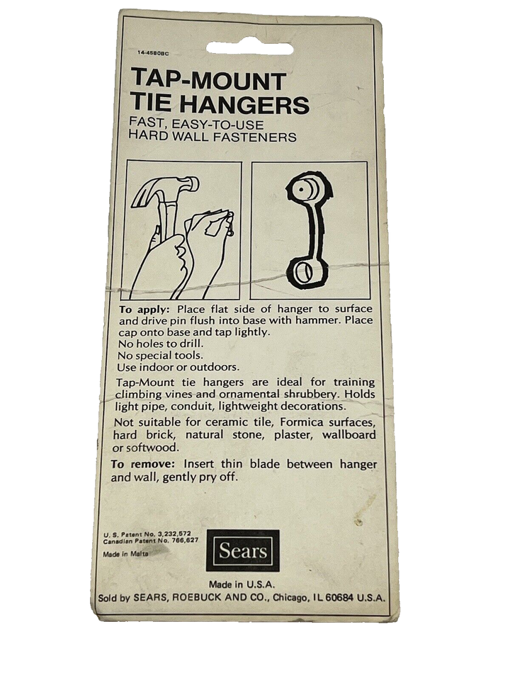 Vintage Sears Tap-Mount Tie Hangers for Concrete Brick Cinder Block ...