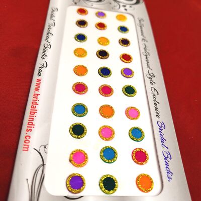 Golden Glitter Colourful Round Bindis Exclusive Handmade Bindi Pack | eBay