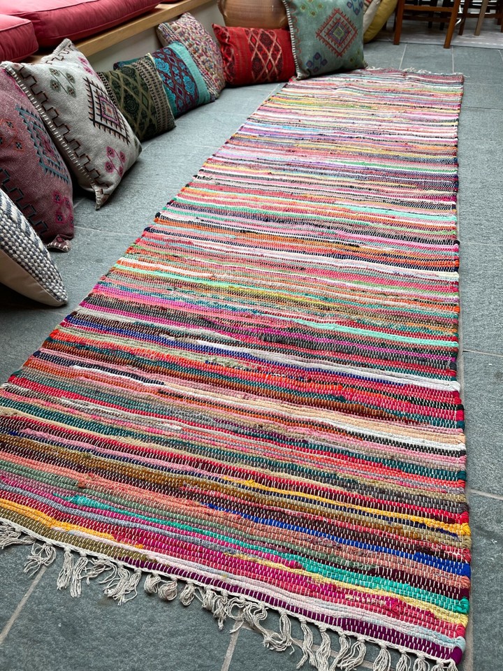 Rug Rag Rugs Multi Colour Mat Recycled Cotton Hand Woven Chindi Mats ...