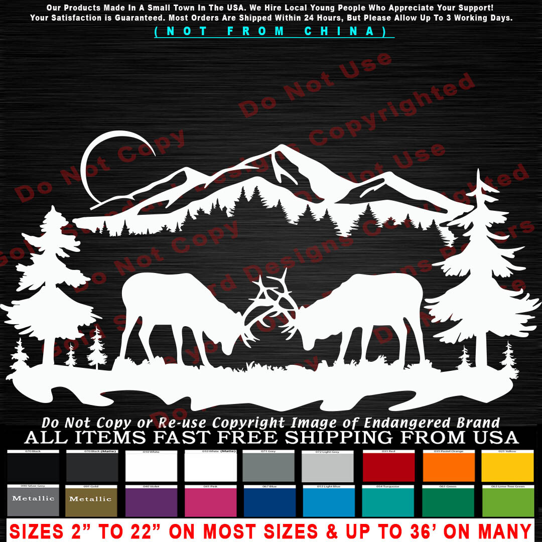 - Elk Two Bull Elk Fighting Scenery Truck Hunting Sticker Window Vinyl ...