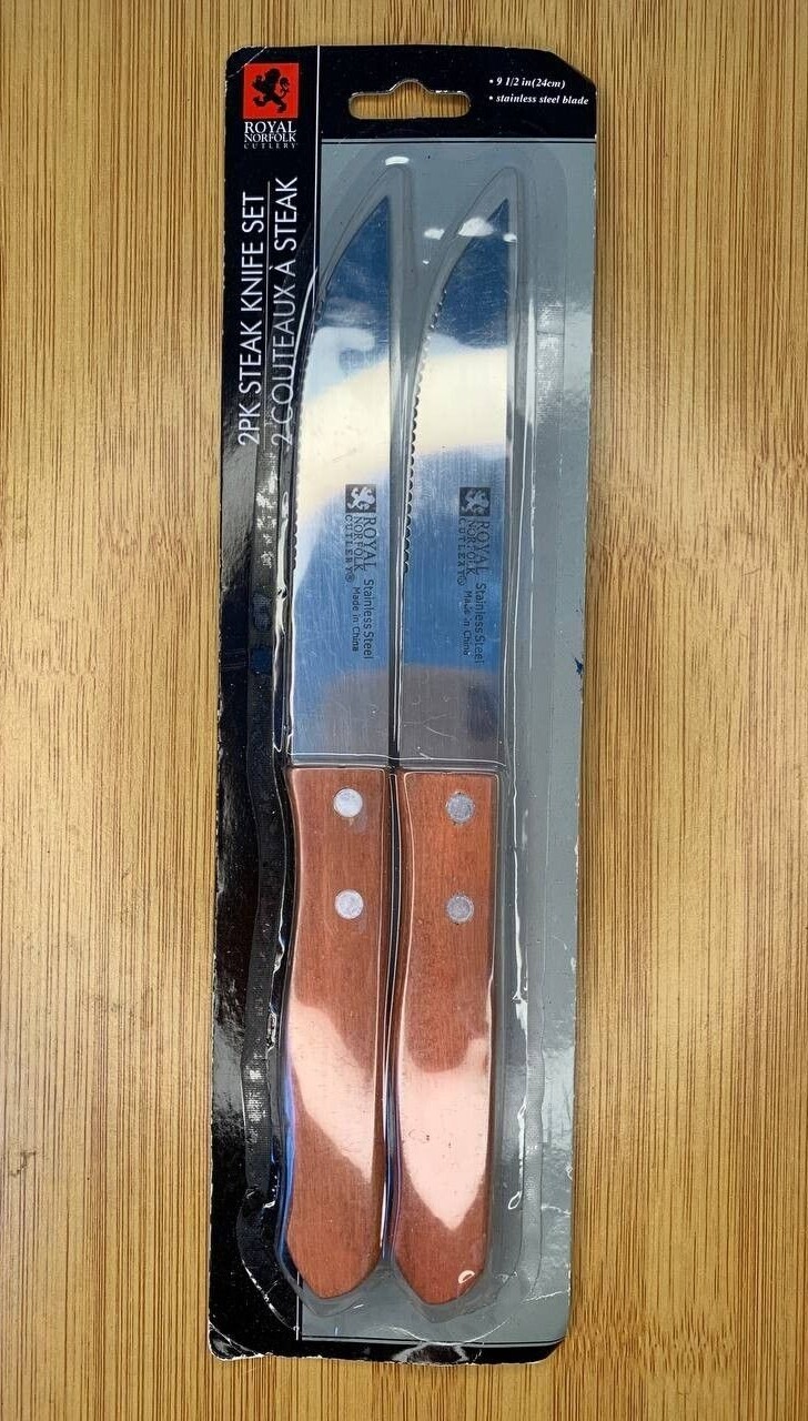 Royal Norfolk Cutlery 2pk Steak Knife Sets 6 Stainless Steel Knives for ...