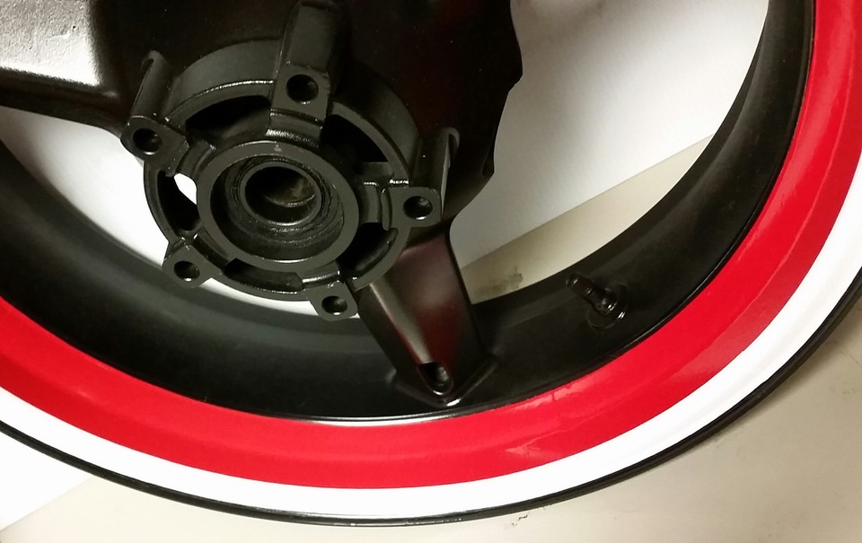 RED WHITE CUSTOM INNER RIM DECALS WHEEL STICKERS STRIPES TAPE GRAPHIC ...