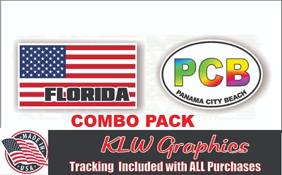 Florida Decal Sticker Truck American USA Flag State PCB Beach Gulf Trip ...