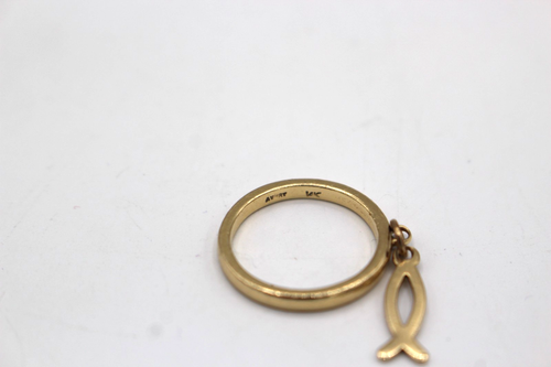 14k James Avery Ichthus Fish Charm Dangle Ring Gold Size 4.25 Retired ...