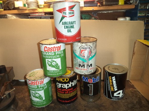 Vintage 7 LOT TEXACO AIRCRAFT, CASTROL CYCLE , ARCO, MOBIL 1 , YAMAHA ...