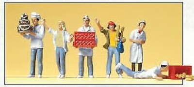 Preiser 10377 Ho Scale Bakery Scene with Customers and Bakers (6 pcs ...