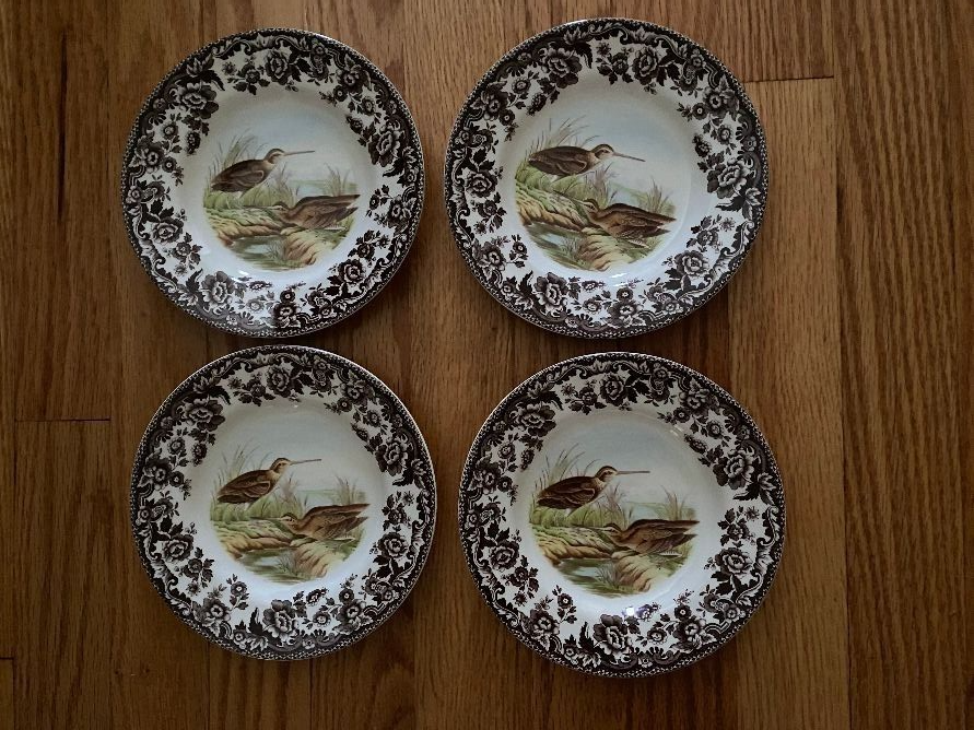 Spode Woodland Snipe Bread & Butter Plate~ SET OF 4 ~ 6 1/2" Wide~ New ...