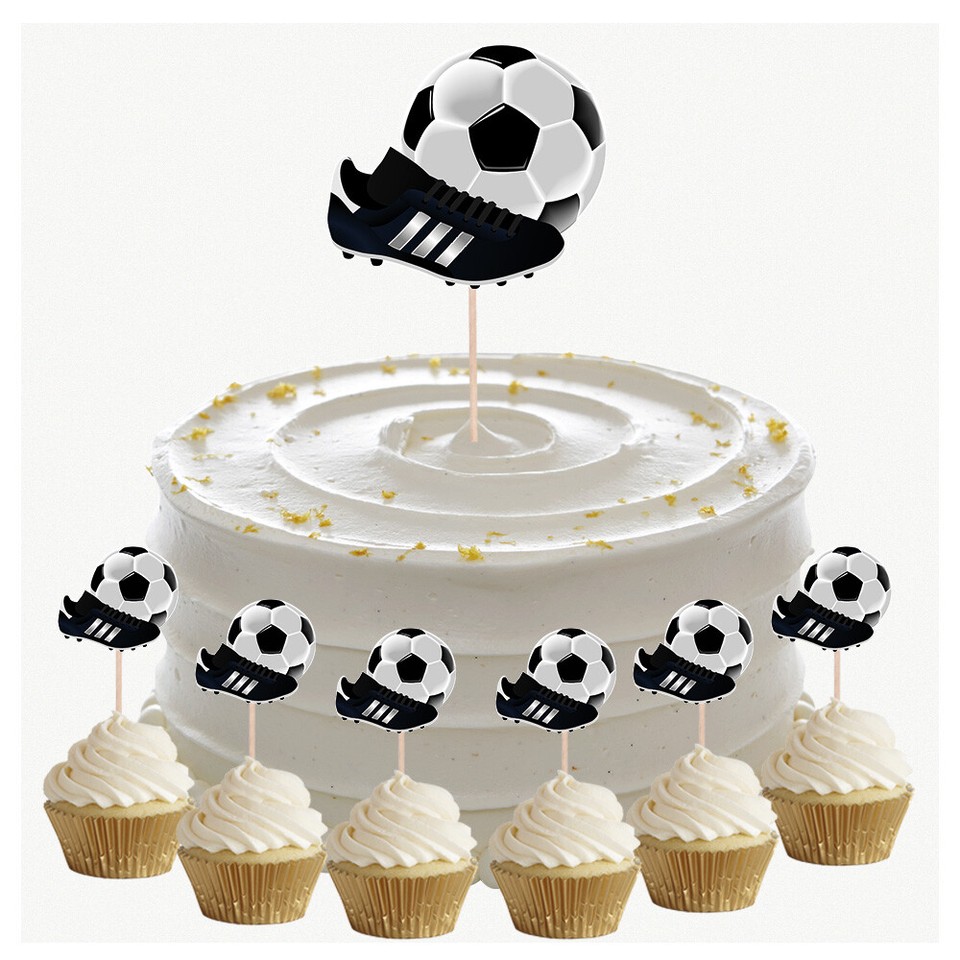 Football & Boot Cupcake Cake Food Toppers Decorations Picks Birthday ...