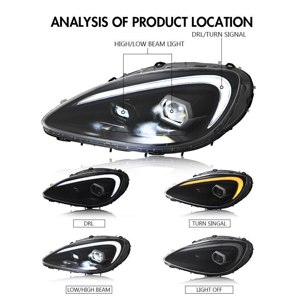 Pair LED Headlight For 2005-2013 Chevrolet Corvette C6 Head Front Light ...