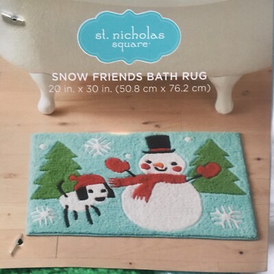 ST NICHOLAS SQUARE SNOWMAN SNOW FRIENDS BATH RUG Cotton Christmas Dog ...