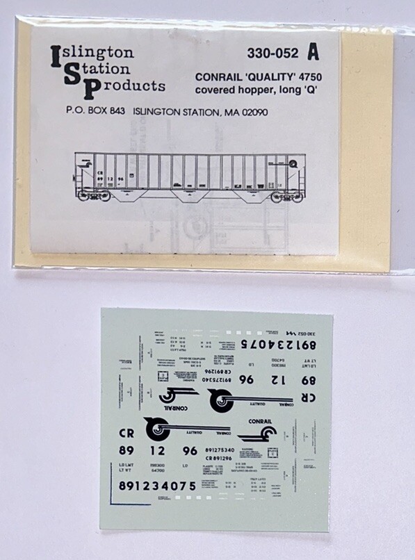 ISLINGTON STATION HO DECAL-CONRAIL “QUALITY” 4750 CuFt COVERED HOPPER ...