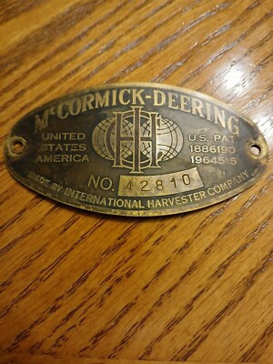 Mccormick-Deering brass plaque-plate | eBay
