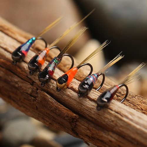 ☆6 Flies - Tungsten Two Bit Hooker Red Jig Head Fly Euro Hook nymph Hanak - 9CC5 | eBay