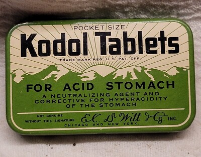 VINTAGE KODOL TABLETS MEDICINE TIN ADVERTISING DRUG PHARMACY CONTAINER ...