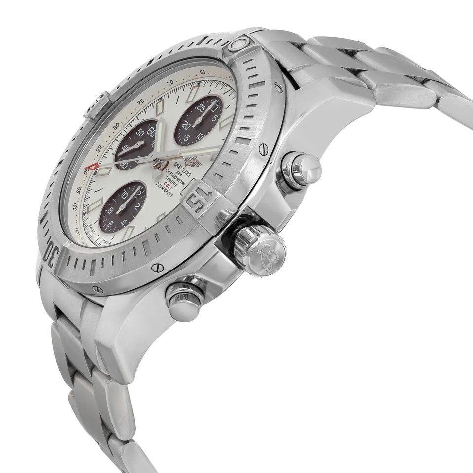 Breitling Colt Steel Chronograph White Sticks Dial Mens Watch A1338811 ...