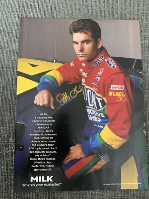 1997 MILK Where's Your Mustache JEFF GORDON Nascar Dairy Vintage Ad | eBay